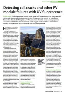 Detecting cell cracks and other PV module failures with UV fluorescence ...