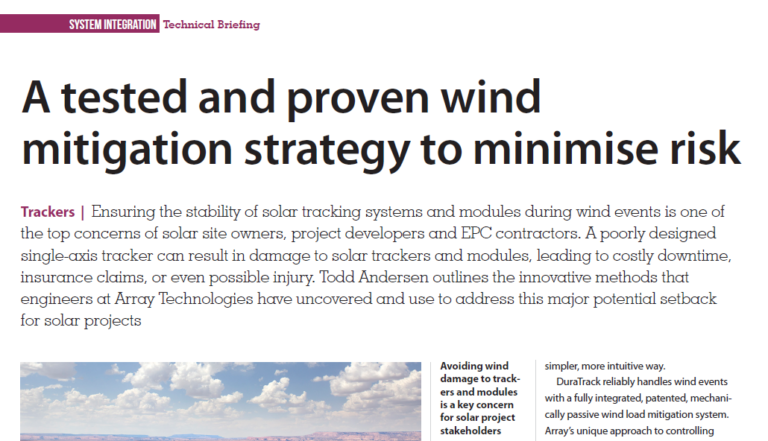 A tested and proven wind mitigation strategy to minimise risk - PV Tech