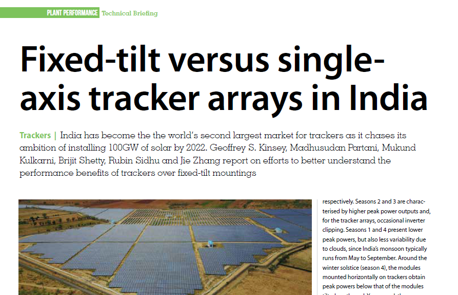 Fixed-tilt versus single-axis tracker arrays in India - PV Tech