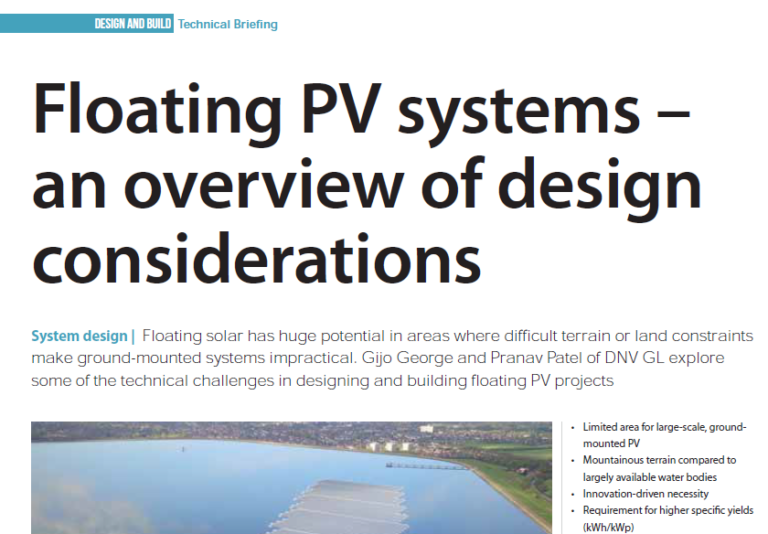 Floating PV systems – an overview of design considerations - PV Tech