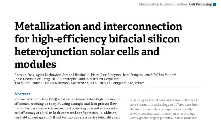 Metallization and interconnection for high-efficiency bifacial silicon ...