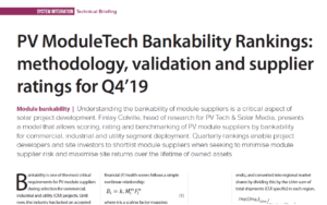 PV ModuleTech Bankability Rankings: methodology, validation and ...