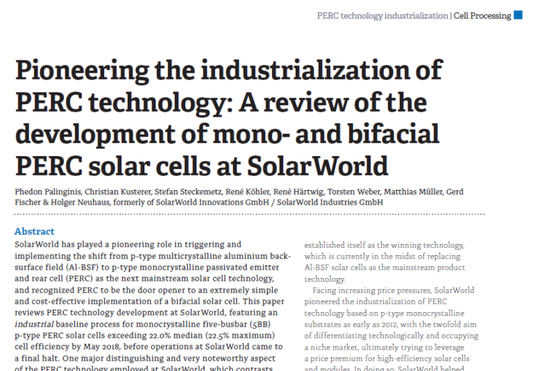 Pioneering the industrialization of PERC technology: A review of the ...