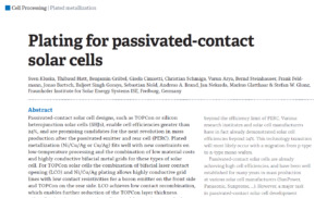 Plating for passivated-contact solar cells - PV Tech