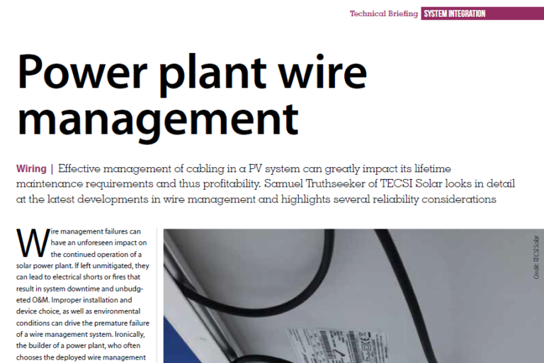 Power plant wire management - PV Tech