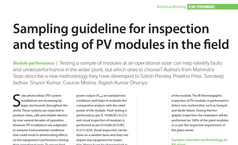 Sampling guideline for inspection and testing of PV modules in the ...