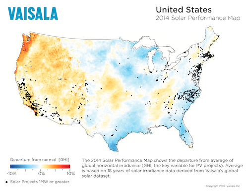 Solar irradiance map shows East Coast USA PV projects ‘underperformed ...