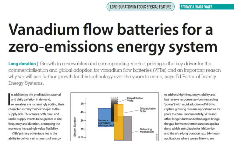 Vanadium flow batteries for a zero-emissions energy system - PV Tech