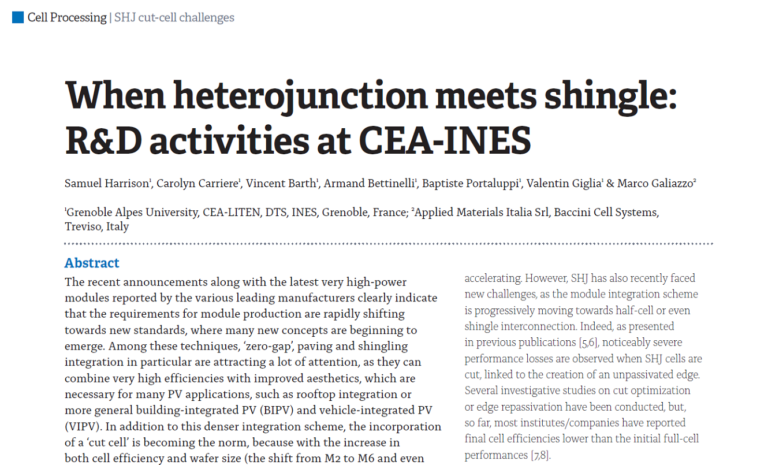 When heterojunction meets shingle: R&D activities at CEA-INES - PV Tech