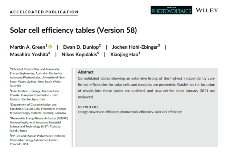 Latest 'Solar cell efficiency tables' include LONGi records for N-type ...