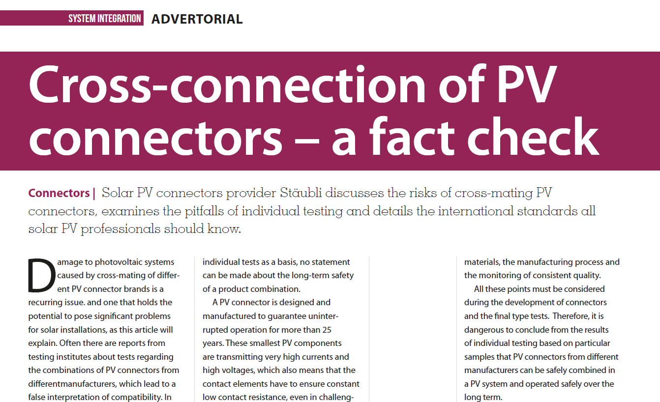 ADVERTORIAL: Cross-connection of PV connectors - PV Tech