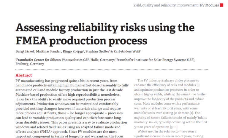 Assessing reliability risks using the FMEA production process - PV Tech