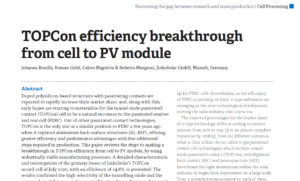 TOPCon efficiency breakthrough from cell to PV module - PV Tech