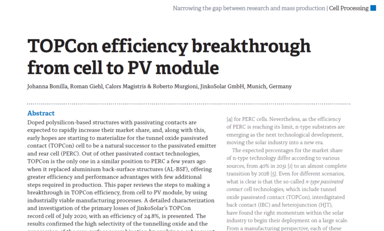 TOPCon efficiency breakthrough from cell to PV module - PV Tech