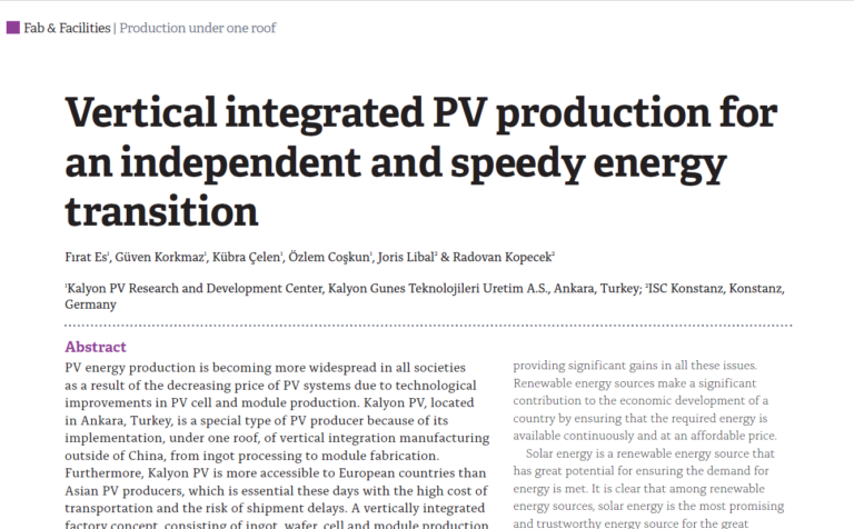 Vertical integrated PV production for an independent and speedy energy ...