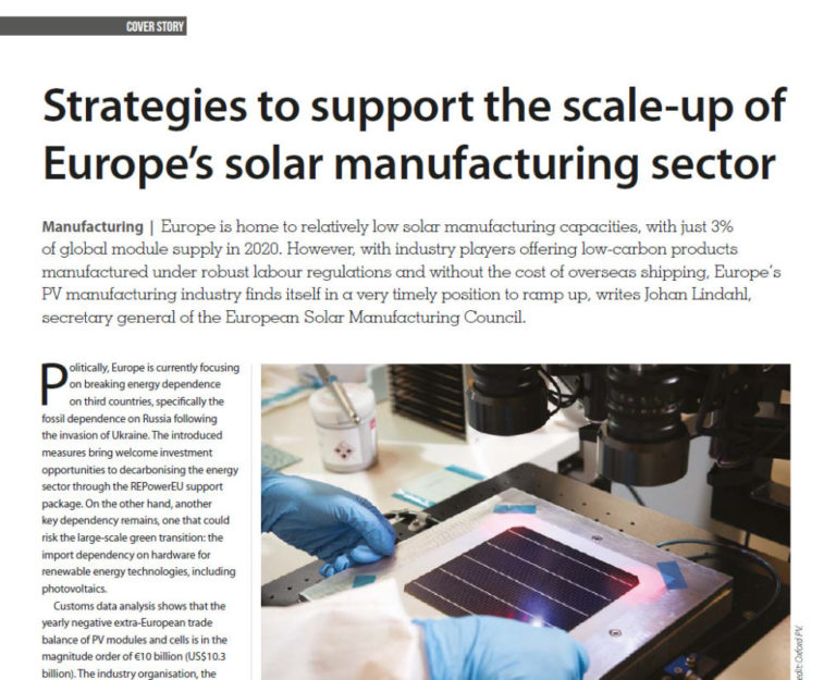 Strategies to support the scale-up of Europe’s solar manufacturing ...