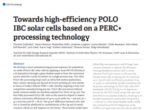 Towards high-efficiency POLO IBC solar cells based on a PERC+ ...