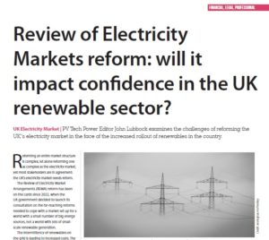 Review of Electricity Markets reform: will it impact confidence in the ...