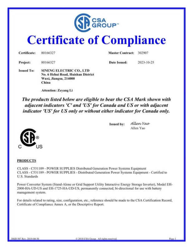 Sineng’s 2MW PCS receives UL 1741 certification for North American ...