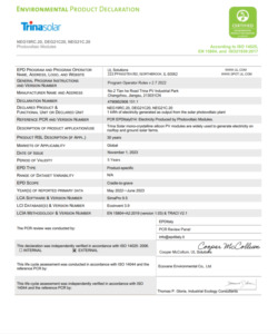 Trina Solar gains EPD certification from UL Solutions and EPD Italy ...