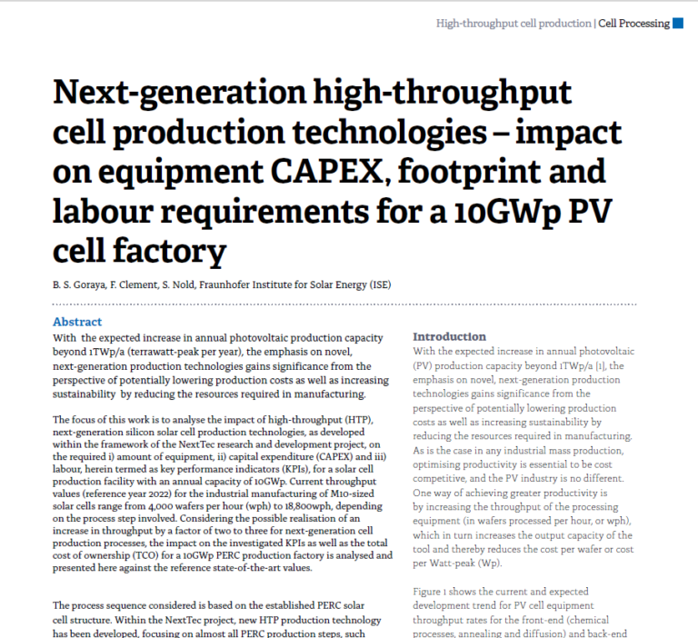 Next-generation high-throughput cell production technologies – impact on equipment CAPEX ...